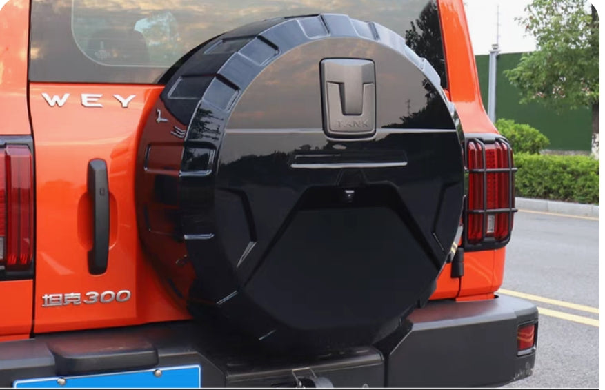 TANK 300 TYRE COVER GLOSS BLACK WITH BLACK LOGO – Savage Tech Australia